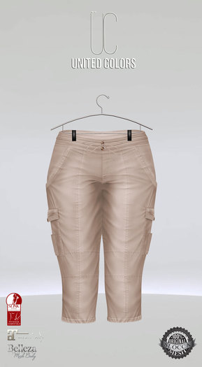 Second Life Marketplace - UC Cargo shorts sand Maitreya Slink Belleza