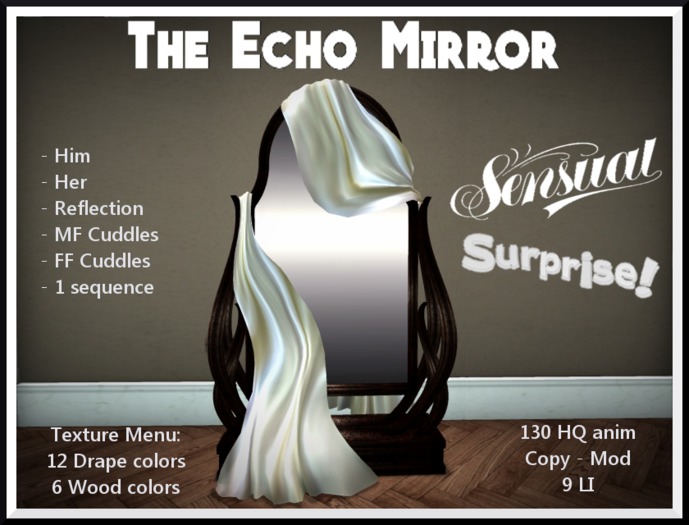 Second Life Marketplace - The Echo Mirror -130 HQ animations - Him,Her,Fun,Cuddles,Sequence, PG ...