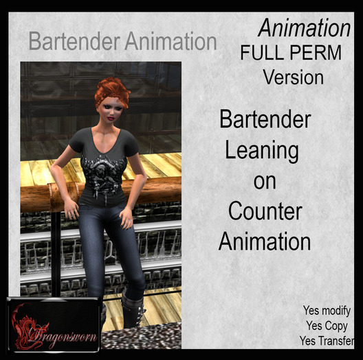 Second Life Marketplace - Bartender Leaning on Counter Animation FP