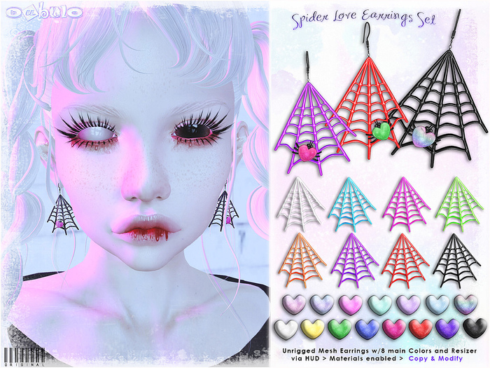 Second Life Marketplace Bubble Spider Love Earrings