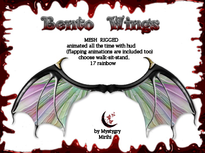Second Life Marketplace - 17 BENTO Devil bat wings mesh rigged animated ...
