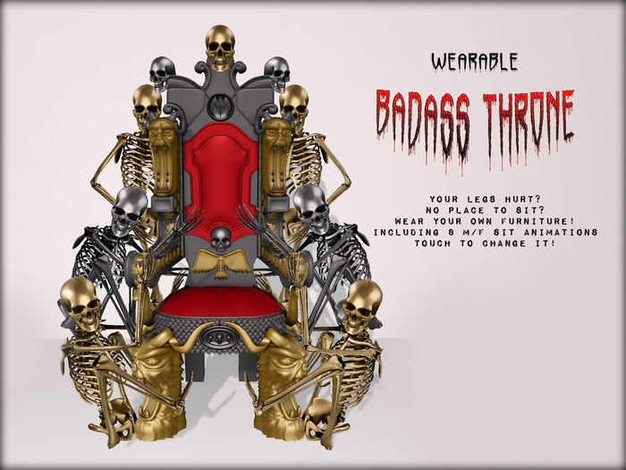 Second Life Marketplace - Boudoir Halloween-Wearable Badass Throne