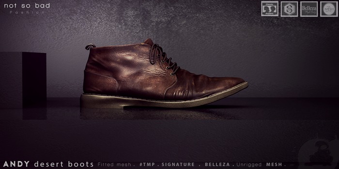 Second Life Marketplace - not so bad . mesh . ANDY desert boots . brown leather
