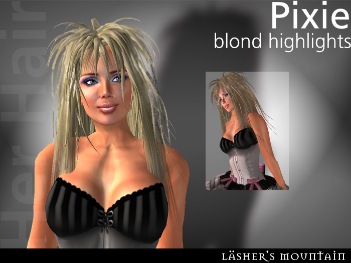 Second Life Marketplace - PIXIE Long Spikey Top Flexi Blond Highlighted Hair