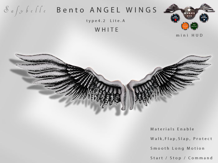Second Life Marketplace - Animated Bento Wings T4.2 Lite White - Motion ...