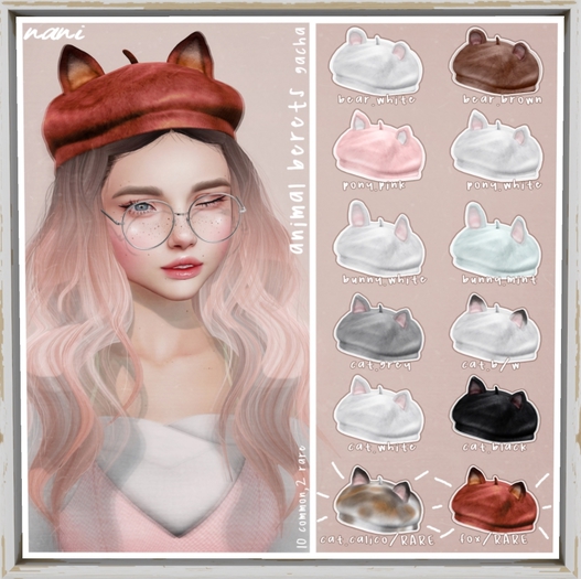 Second Life Marketplace - nani // animal berets // fox // RARE