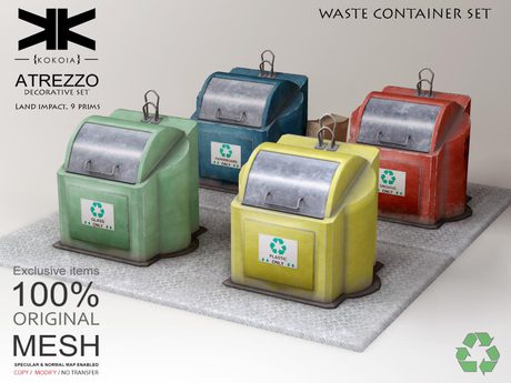 Second Life Marketplace - Atrezzo :: Waste Container Set :: {kokoia}