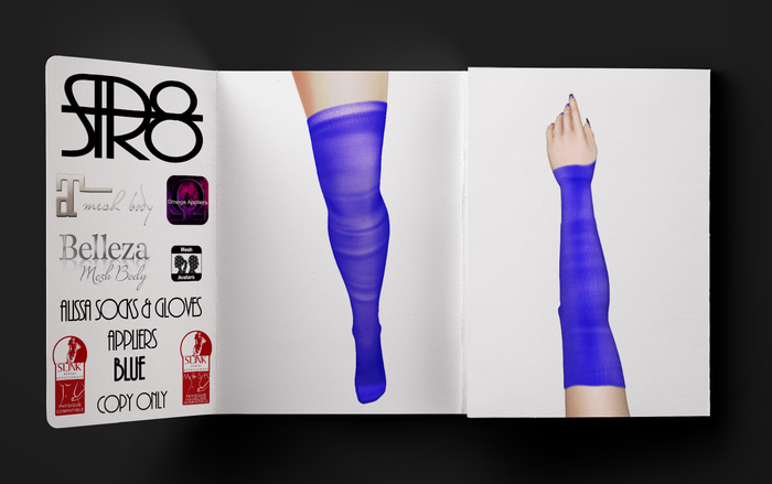 Second Life Marketplace - Alissa Knit Thigh Sock & Gloves Appliers Blue ...