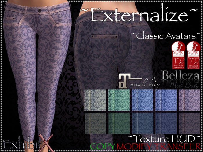 Second Life Marketplace - Exhibit X~ Externalize Skinny Jeans (Texture ...