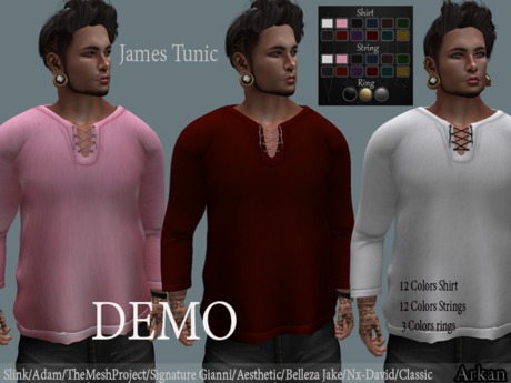Second Life Marketplace - .::Arkan::. James Tunic + Fitmesh DEMO
