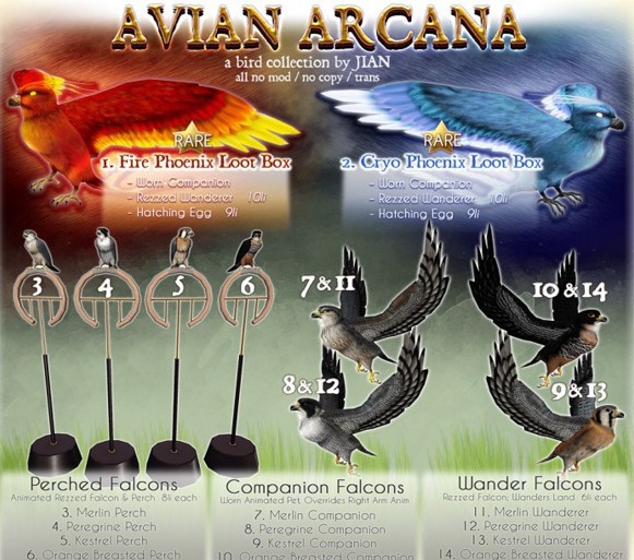 Second Life Marketplace - JIAN Avian Arcana 5. Kestrel Falcon Perch BOX