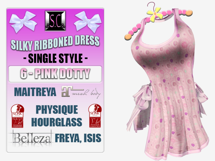 Second Life Marketplace - .:S.C:. Ribbon Dress - 6 - Pink Dotty
