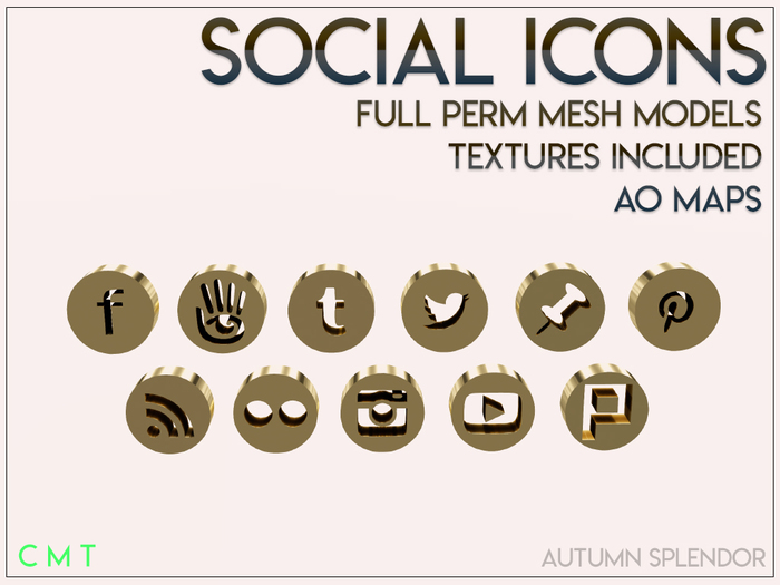 Second Life Marketplace - ::AS:: Full Perm Mesh Social Media Icons