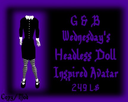 Second Life Marketplace - Halloween Wednesday's Headless Doll Avatar.