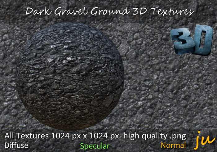 Second Life Marketplace - JU Dark Gravel Ground 3D Textures Full Perm