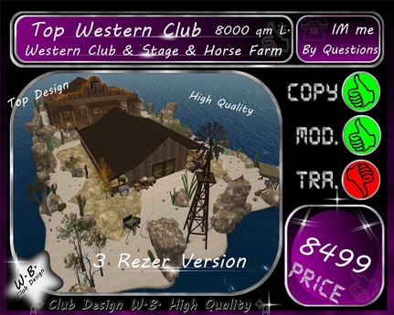 Second Life Marketplace - * Top *8000 qm Sim * Wild West Club & Stage ...