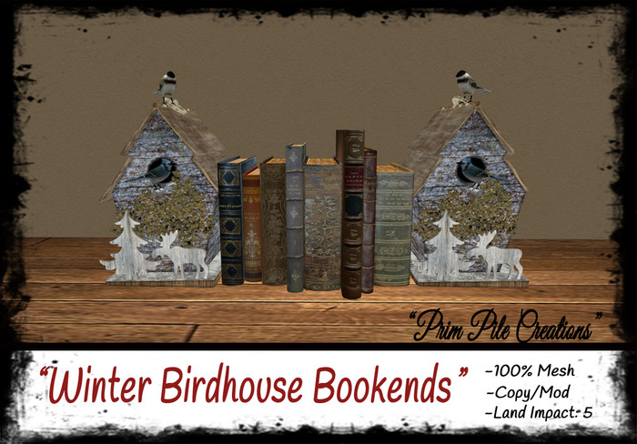 Second Life Marketplace - ~PPC~ Winter Birdhouse Bookends