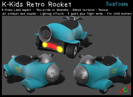 Second Life Marketplace - K-Kids Retro Rocket [Box - Seafoam]