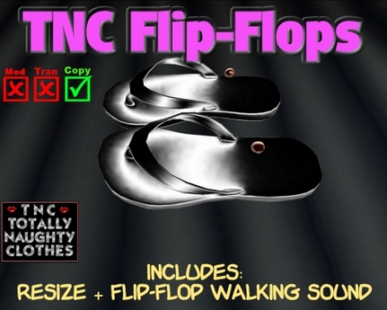 Second Life Marketplace - TNC Flip-Flops Metal Black
