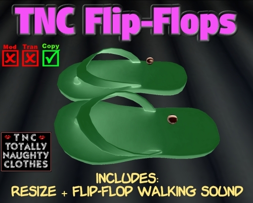 Second Life Marketplace - TNC Flip-Flops Satin Green
