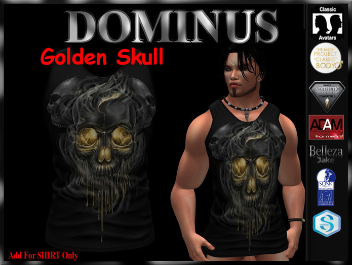 Second Life Marketplace - ~DOMINUS~GOLDEN SKULL TANK(BOXED)