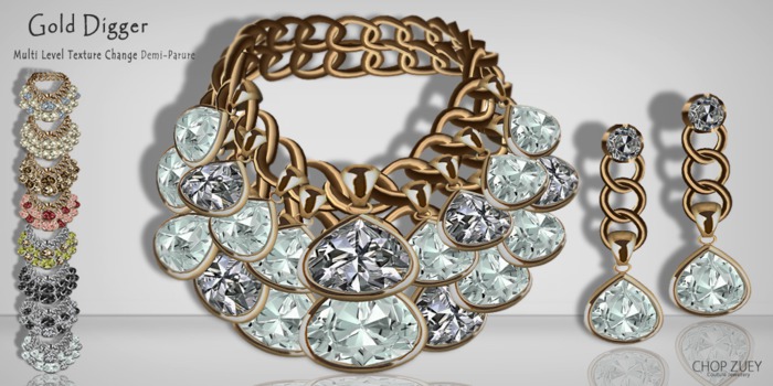 Second Life Marketplace - Gold Digger - Choker Necklace Earrings ...