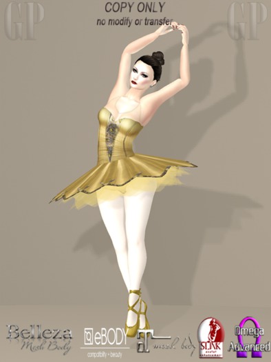 Second Life Marketplace Gold Brocade Ballerina