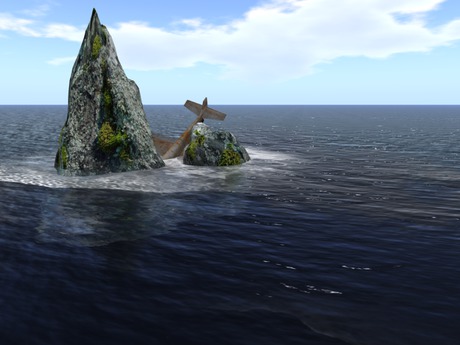 Second Life Marketplace - Crashed Wreck Airplane Abandoned -Offsim box