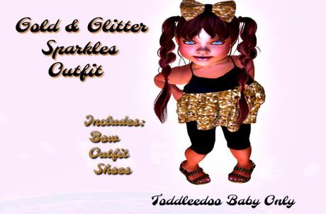 Second Life Marketplace - Gold & Sparkles Outfit(Sweet Treats)Boxed