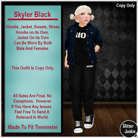 Second Life Marketplace Glitter Junkie Skyler Black Tweenster
