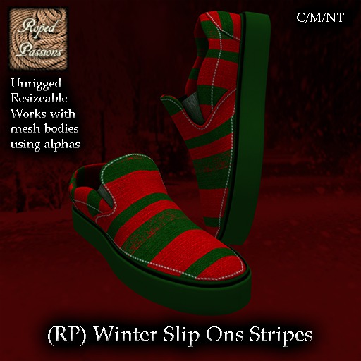 Second Life Marketplace - (RP) Winter Slip Ons Stripes (copy)