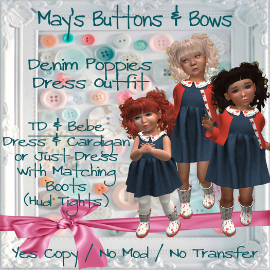 Second Life Marketplace - MBB * Denim Poppies Dress Outfit (K,B&Bebe)