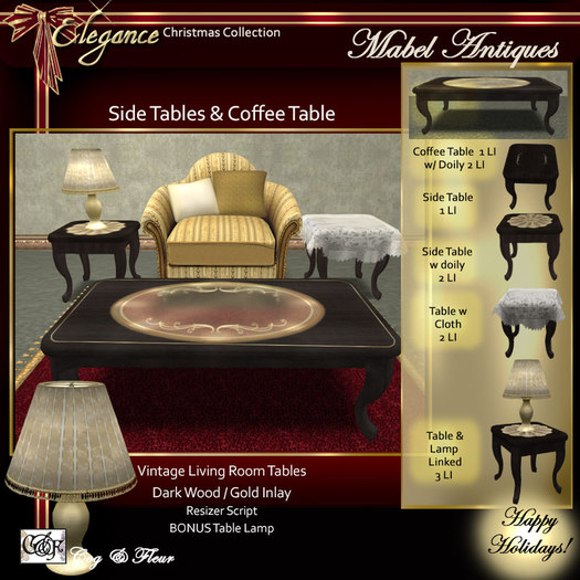 Second Life Marketplace - C&F Mabel Antiques Living Room Tables