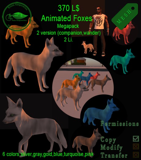 Second Life Marketplace - Animated Mesh Little Fox Megapack 50% ...
