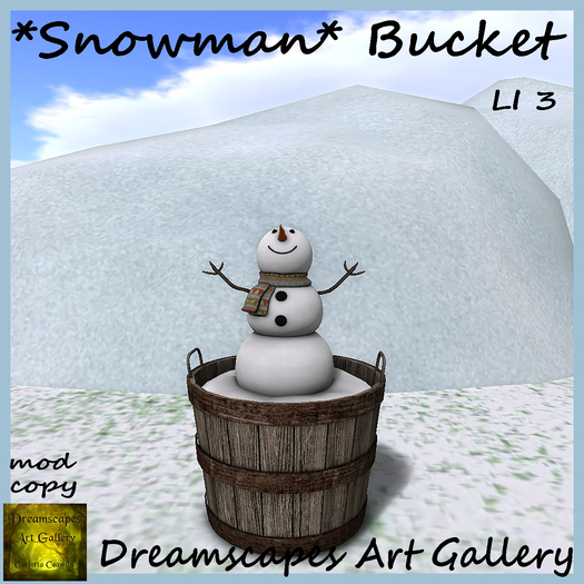 Second Life Marketplace - *Snowman* Bucket A - Winter decor - Snowy ...