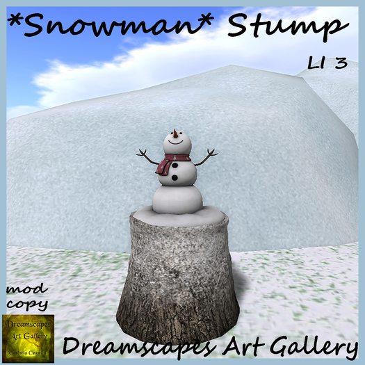 Second Life Marketplace - *Snowman* Stump - Winter decor - Snowy tree ...