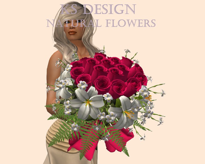Second Life Marketplace - KS Design: Bouquet of roses and lilies #4