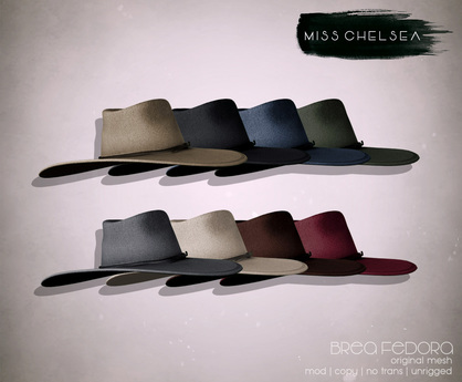 Second Life Marketplace - .miss chelsea. Brea Fedora Colour Pack 2