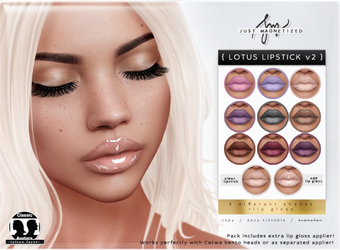 Second Life Marketplace - Just Magnetized - Lotus Lipstick v2