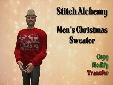 Second Life Marketplace - Stitch Alchemy Men's Red Christmas Sweater ...