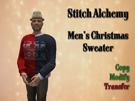Second Life Marketplace - Stitch Alchemy Men's Christmas Sweater - Fatpack