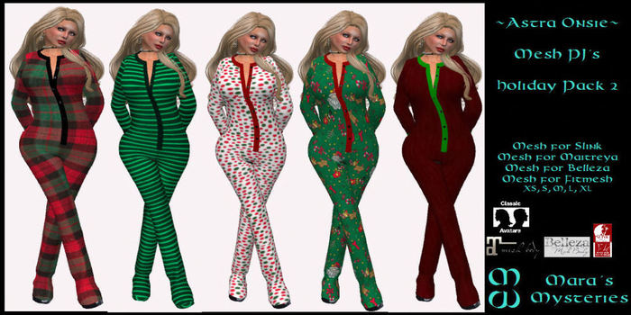 Second Life Marketplace - *MM* Onsie PJ's - Holiday Pack 2