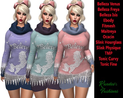 Second Life Marketplace - Winter Snowy Unicorn Dress (HUD)