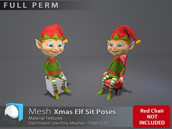 Second Life Marketplace - [Prim 3D] - Xmas Elf Sit Poses "FULL PERM"