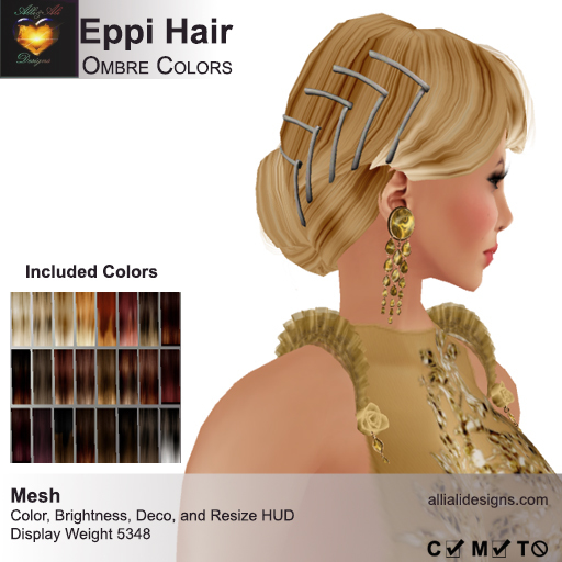 Second Life Marketplace - A&A Eppi Hair Ombre Colors Pack. Mesh updo