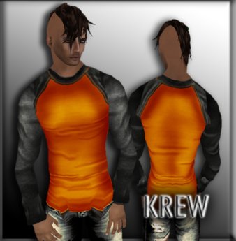 Second Life Marketplace - KREW Orange/Gray Raglan Long Sleeve Shirt