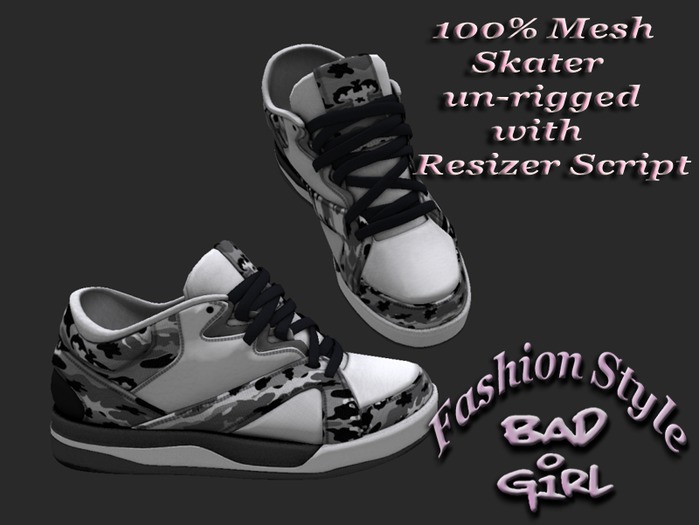 Second Life Marketplace - Bad Girl Skates/Sneakers Army snow camo 8