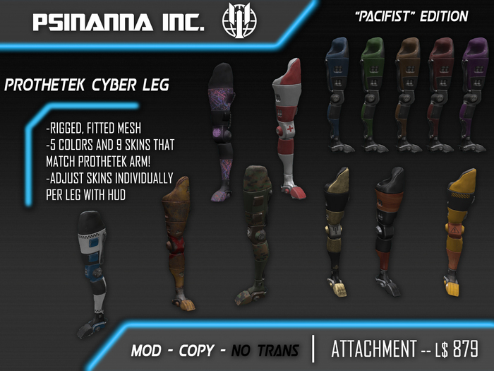 Second Life Marketplace - PsiNanna, Inc. ProtheTek Cyber Leg PACIFIST ...