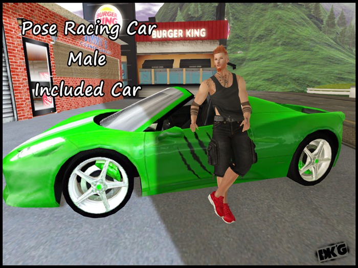 Second Life Marketplace - DK'G Animated Pose Racing Car Male