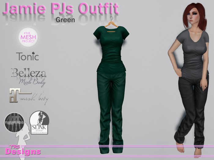 Second Life Marketplace - Jamie PJ Outfit Green